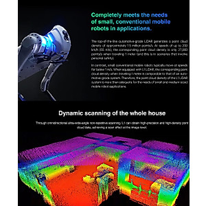 youyeetoo L1 4D 3D LiDAR Scanner, 360 Degree, 30 Meters Scanning Radius, ROS SLAM LIDAR Sensor, for AGV Robot Navigation and Obstacle Avoidance (L1RM (30M))