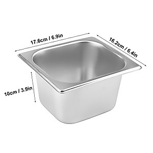 5 PCS 1/6 Size, 4 Inch Deep Stainless Steel Steam Table Pans, Anti-Jamming Steam Pan, Hotel and Restaurant Catering Food Pans by GENHAKON
