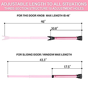 AceMining Upgraded Door Security Bar & Sliding Patio Bar, Heavy Duty Stoppers Adjustable Jammer for Home, Apartment, Travel (2 Pack,Pink)