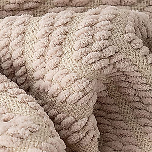 BATTILO HOME Beige Throw Blanket for Couch, Textured Knitted Boho Throw Blanket with Tassels, Couch Cover Blanket Warm Decorative Tan Throw Blanket for Sofa Living Room, 50" x 60"