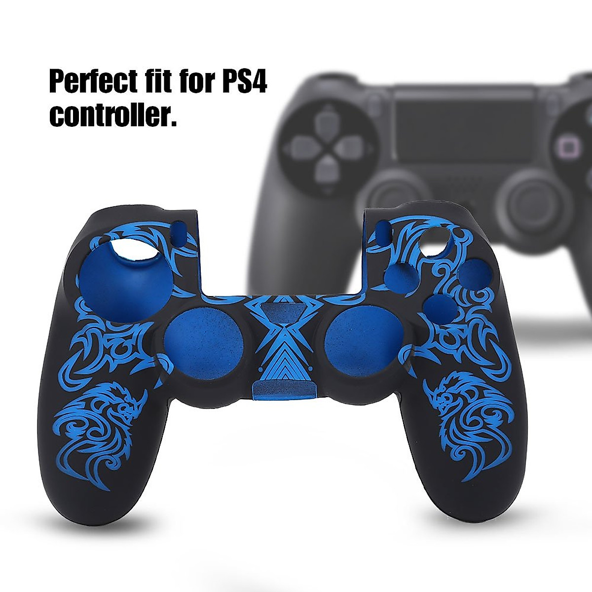 DJDK Case for ps4 Controller,Soft Silicone Case Skin Grip Shell Cover for Playstation 4 PS4 Controller(Black&Blue)