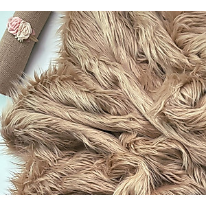 Bianna Peanut Butter Brown Faux Fur Fabric, by The Yard, American Seller, Luxury Shag Shaggy Material for Crafting, Sewing, Costumes, Fursuits, Home Decor (12x12 inches)