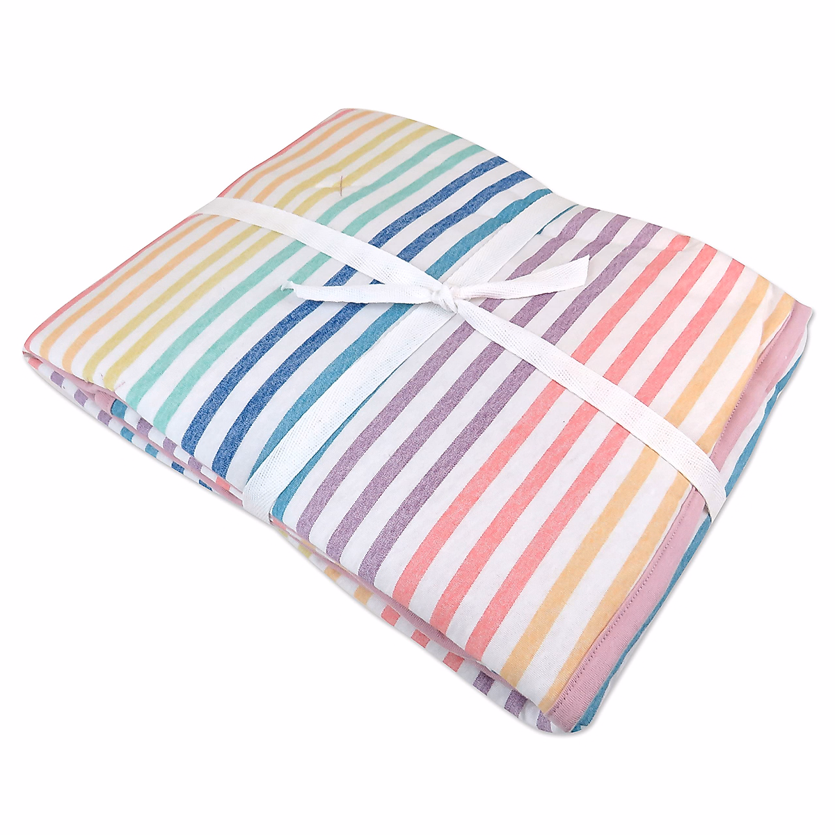 HonestBaby Clothing Infant Organic Cotton Reversible Baby Blanket, Rainbow Stripe, One Size