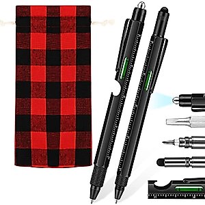 Christmas Stocking Stuffers 9 in 1 Multitool Pen Set Christmas Gifts with Buffalo Plaid Drawstring Bag for Men Dad Teens Boyfriend Husband Birthday Father's Day