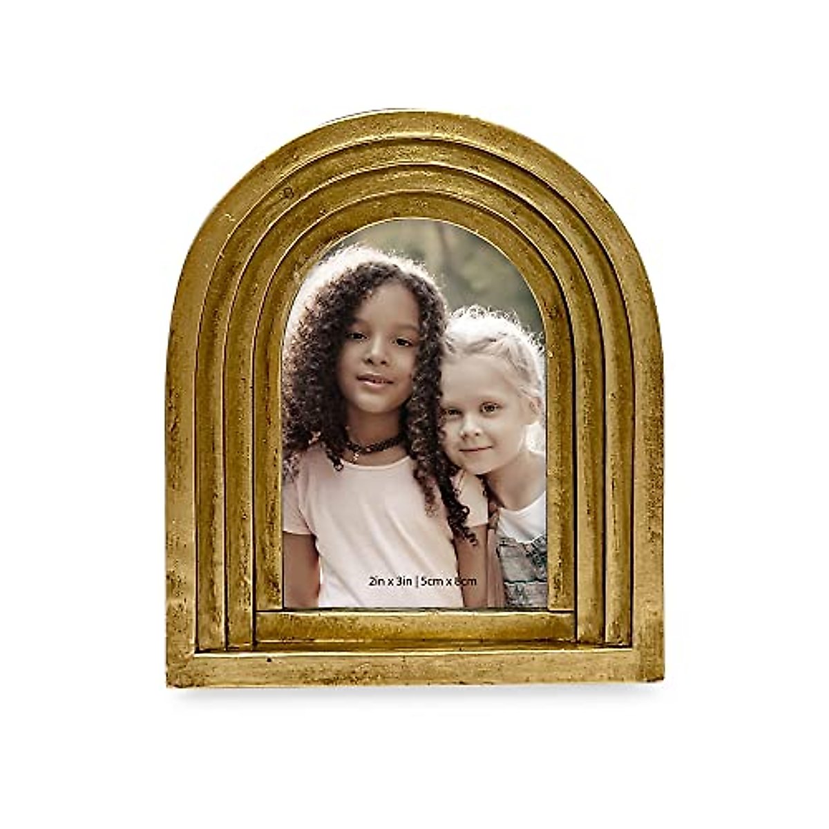 Isaac Jacobs 2x3 Vertical Gold Arc Resin Picture Frame with Gradient Design, Decorative Photo Frame, Tabletop & Wall Display, Hanging Display & Home Decor (2x3, Gold)