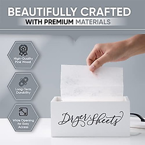 Dryer Sheet Container with Lid for Laundry Room Organization – Wooden Dryer Sheets Holder – Farmhouse Laundry Room Decor – Cute Modern Laundry Room Organization and Storage