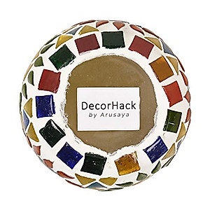 Set of 5 Tea Light Candle Holder Bowl Mosaic Glass Votive Candle Holder Decorative Candle Holder Tealight Bowl Tea Night Light Holders Handmade Artwork Gifts for Home Decor/Party Decorations