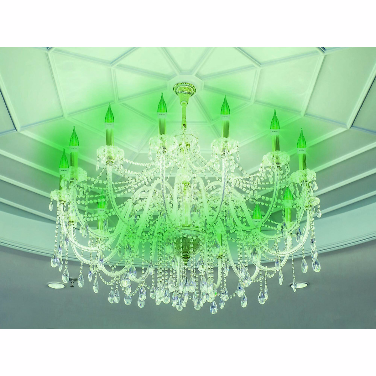 OMK 6 Pack Green LED Christmas Flame Effect Light Bulb Decorations E12 Base Candelabra Light Bulbs, Warm White Led Bulbs, Non-Dimmable Candle Light Bulbs for Party Holiday Decor Gifts