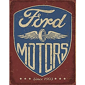 Desperate Enterprises Ford Motors - Since 1903 Tin Sign - Nostalgic Vintage Metal Wall Décor - Made in USA