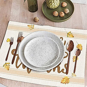 Fall Placemats Set of 6, Autumn Thanksgiving Fall Pumpkin Leaves Plaid Burlap Placemats 12 X 18 Inch Kitchen Dining Table Decor, Rustic Sunflower Fall Decorations for Home Rectangle Placemats