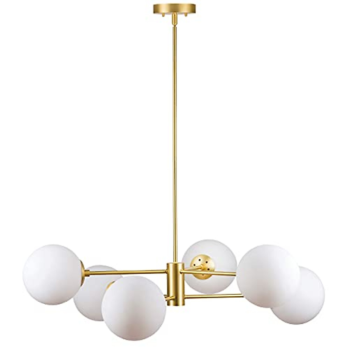 Linea di Liara Caserti Gold Sputnik Chandelier Modern Ceiling Light 6 Glass Globe Lights Mid Century Modern Chandelier for Dining Room Kitchen Bedroom Sputnik Light Fixture, UL Listed