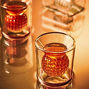 CRAFTGEN Golf Ball Shot Glasses Set of 4 - Funny Handmade Golf Birthday Gifts for Men - 2oz Double Walled with 3D Shape Golf Ball Inside for Tequila, Whiskey, Cocktail - Presents for Golfer