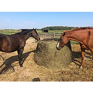 TECH EQUESTRIAN Upgraded 4-5mm Thick Round Bale Slow Feed Hay Net 5x4 (Hole_Size_2.5" inches)