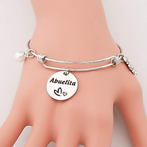 BEKECH Spanish Grandma Jewelry Abuelita Expandable Wire Bangle Bracelet Abuela Jewelry Mother’s Day Gift for Abuelita