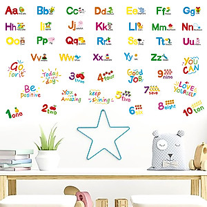 Alphabet Wall Decals for Kids Room ABC Letter Classroom Educational Learning Stickers for Kids Animal Number Wall Decor Peel and Stick Wall Stickers Decals for Bedroom Playroom Wall Decals 12 Sheets