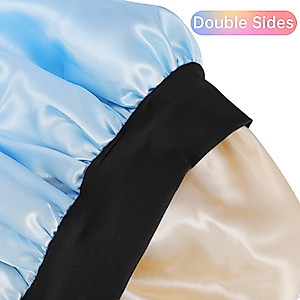 3 Pack Kids Satin Bonnet,Double Layer Child Sleeping Cap,Silky Night Sleep Caps Elastic Wide Band,Soft Breathable Satin Caps,Kids Hair Bonnets for Girls Baby Toddler Teens (Pink+Blue+Red)