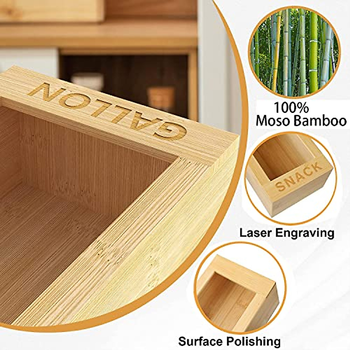 ANLIZY Ziplock Bag Storage Organizer - Plastic Bag Organizer for Kitchen Drawer, Bamboo Baggie Organizer for Gallon, Quart, Sandwich, Snack, Compatible with Ziploc, Glad, Solimo, 365 by WFM, Hefty