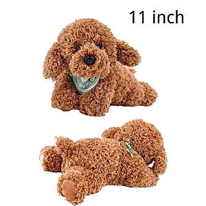 KIRIGAMI Dog Stuffed Animal, Golden Doodle Puppy Plush Toy with Realist Weighted Soft Dog Stuffed Gift for Kids，11 inches (Brown Color)