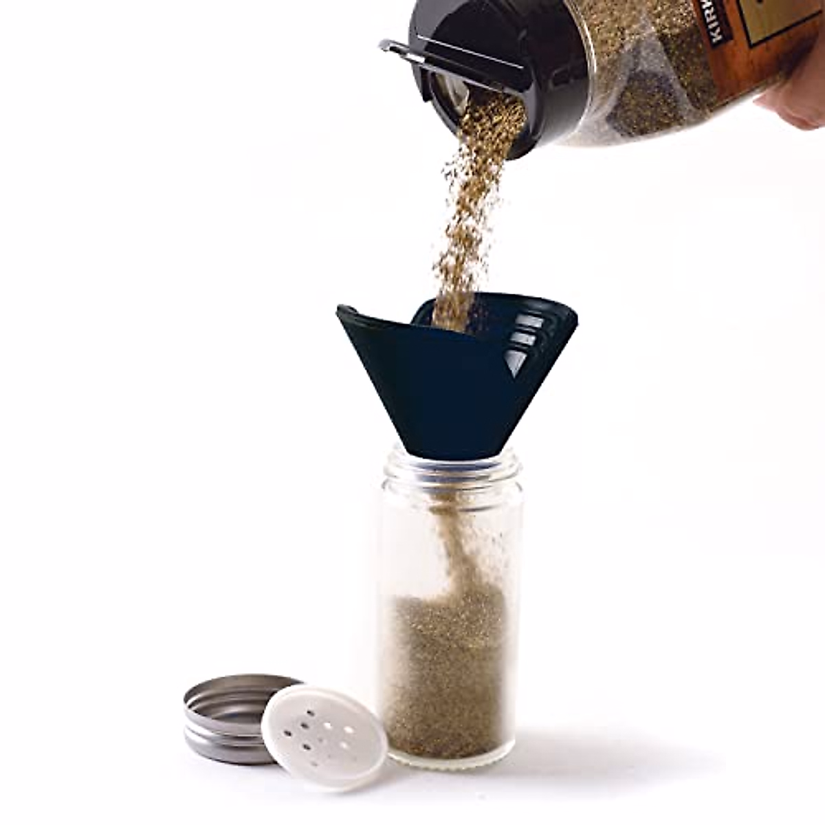 Norpro 3-in-1 Silicone Pinch Grips Set of 2 - Bottle Opener, Oven Rack Push/Pull & Mini Funnel, black and red