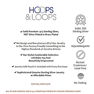 Hoops & Loops 925 Sterling Silver 1.5mm Oval Click-Top Hoop Earrings for Women, 15mm