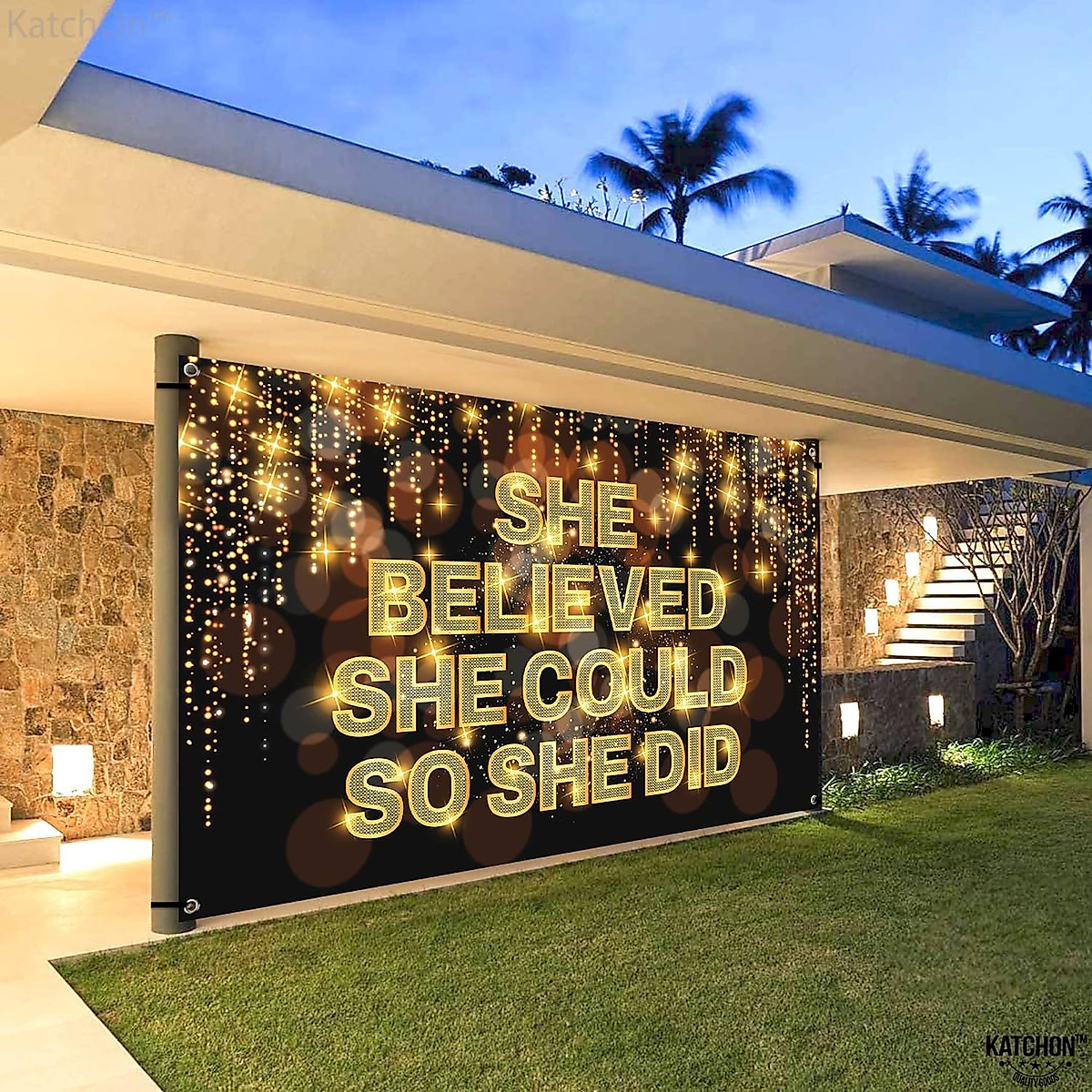 KatchOn, She Believed She Could So She Did Banner - XtraLarge 72x44 Inch | Congratulations Banner, Congratulations Decorations | 2024 Graduation Party Decorations, Graduation Decorations Class of 2024