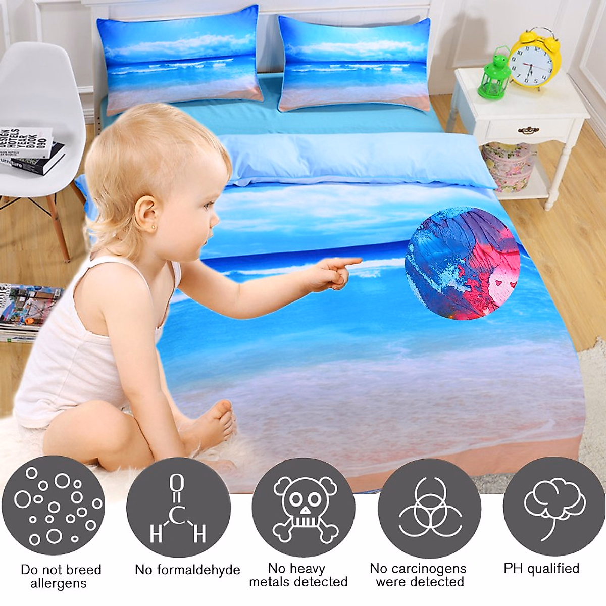 Sleepwish Ocean Bedding Beach Duvet Cover Hot 3D Print Sea Inspired Bedding with 2 Pillow Shams - Twin