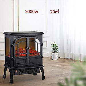 Electronic Fireplace Water Vapor Fireplace Electric Fireplace Heater, Freestanding Fireplace Stove with 3D Log and Fire Effect, Overheating Safety Protection, Remote Control - 2000W Black Electric Fir