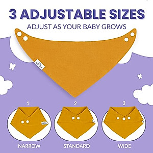 Nurse Laurie Organic Muslin Bandana Bibs - Neutral & Unisex Boho Baby Style with 100% Organic Cotton, Snap Closure, 0-6 mo - Drool/Spit Up Burpy Bib for Teething Newborns & Infants (8 Pack)