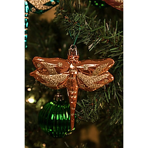 Clever Creations Dragonfly Christmas Ornament Set of 4 Pieces, Shatterproof Holiday Décor for Christmas Trees, Peach, Pink and Teal