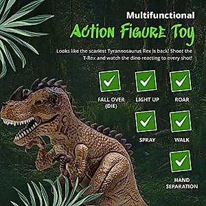 Greenbo Dinosaur Toys Jurassic T Rex Battle Attack Shooting Action Figure Multifunction Realistic Cool Walking RC Tyrannosaurus Rex Toy Good Dinosaur Toys for Kids Boys Girls 3up