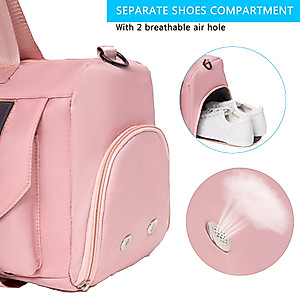 Pink Gym Bag Duffel Bag for Women - 18.5"×9.5"×9" Small Travel Bag with Wet Pocket and Shoes Compartment Gymnastics Equipment Bags Outdoor Bag