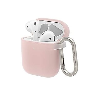 RhinoShield Case with Carabiner Compatible with Apple [AirPods Series 2/1] | Military Grade Drop Protection, Scratch Resistant, Wireless Charging - [Shell Pink, Standard Set]