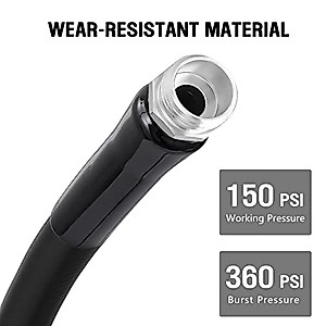 Famyards Garden Hose 50FT, 5/8'' Water Hose Drinking Water Safe Lead-free, No Kink and Leak Garden Hose For RV, Trailer and Camping, Black