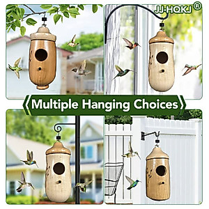 Hummingbird House, Wooden Hummingbird Houses for Outside,Hummingbird Houses for Outside for Nesting, Wooden Hummingbird House for Outside Hanging (3PCS (A+B+C))