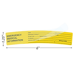 SmartSign Emergency Medical Information Hard Hat Label | 1.25" x 6" Self-Laminating, Pack of 5
