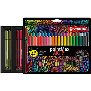 STABILO Nylon Tip Writing Pen pointMax ARTY - Wallet of 42 - Assorted Colors