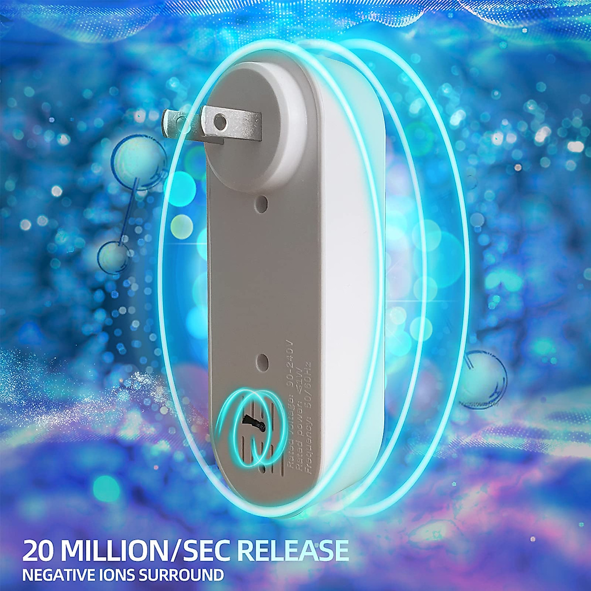 Mini Portable Negative Ion Generator, Plug-in fresheners, for Use in Rooms Odors, Smoke and Pet Room, Bedroom, Living Room, Hotel, Toilets (White)