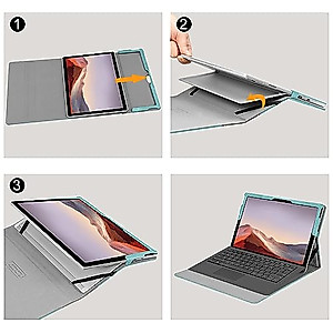 Fintie Case for 12.3 Inch Microsoft Surface Pro 7 Plus, Surface Pro 7, Surface Pro 6, Pro 5, Pro 4, Pro 3 - Portfolio Business Cover with Pocket, Compatible with Type Cover Keyboard, Turquoise