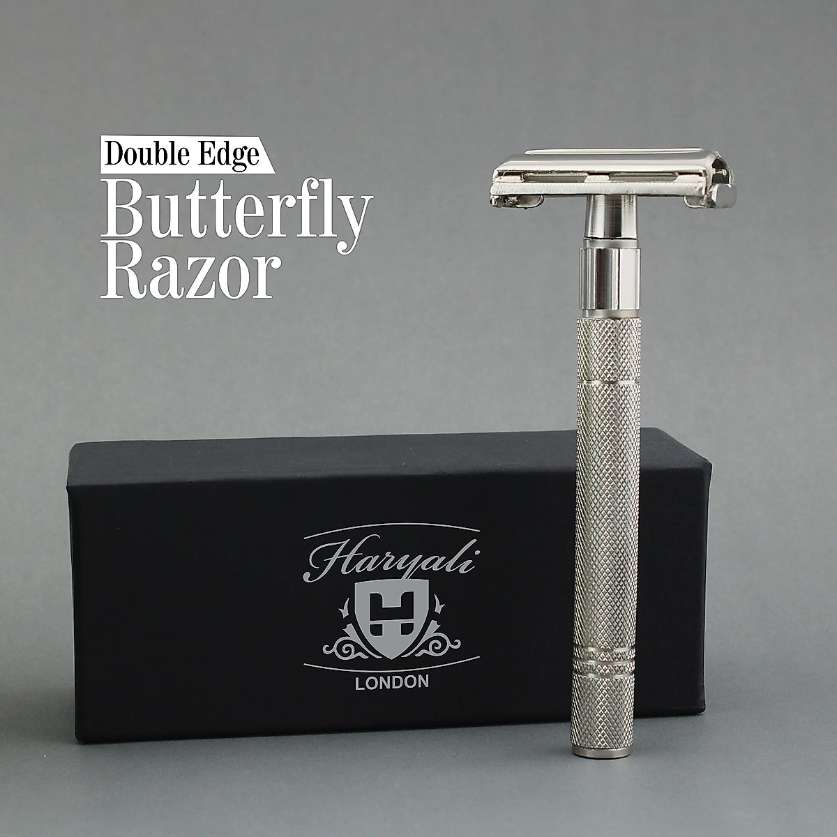 Twist Open Butterfly Style Men's Shaving De Safety Razor (Blades Not Included). Classic Vintage Razor Made in Stainless Steel.