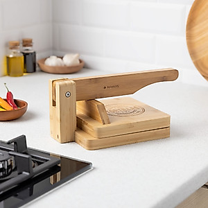 Navaris Wooden Tortilla Press - Wood Pataconera Tortilla Quesadilla Maker Flour Dough Press for Quesadillas Tortillas Indian Roti Tostones Patacones