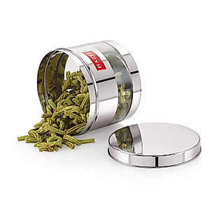 HAZEL Stainless Steel Containers Set For Kitchen Storage Transparent See Through Glossy Finish Storage Jars Dabba, Set of 6, 1500 ML Each, Silver