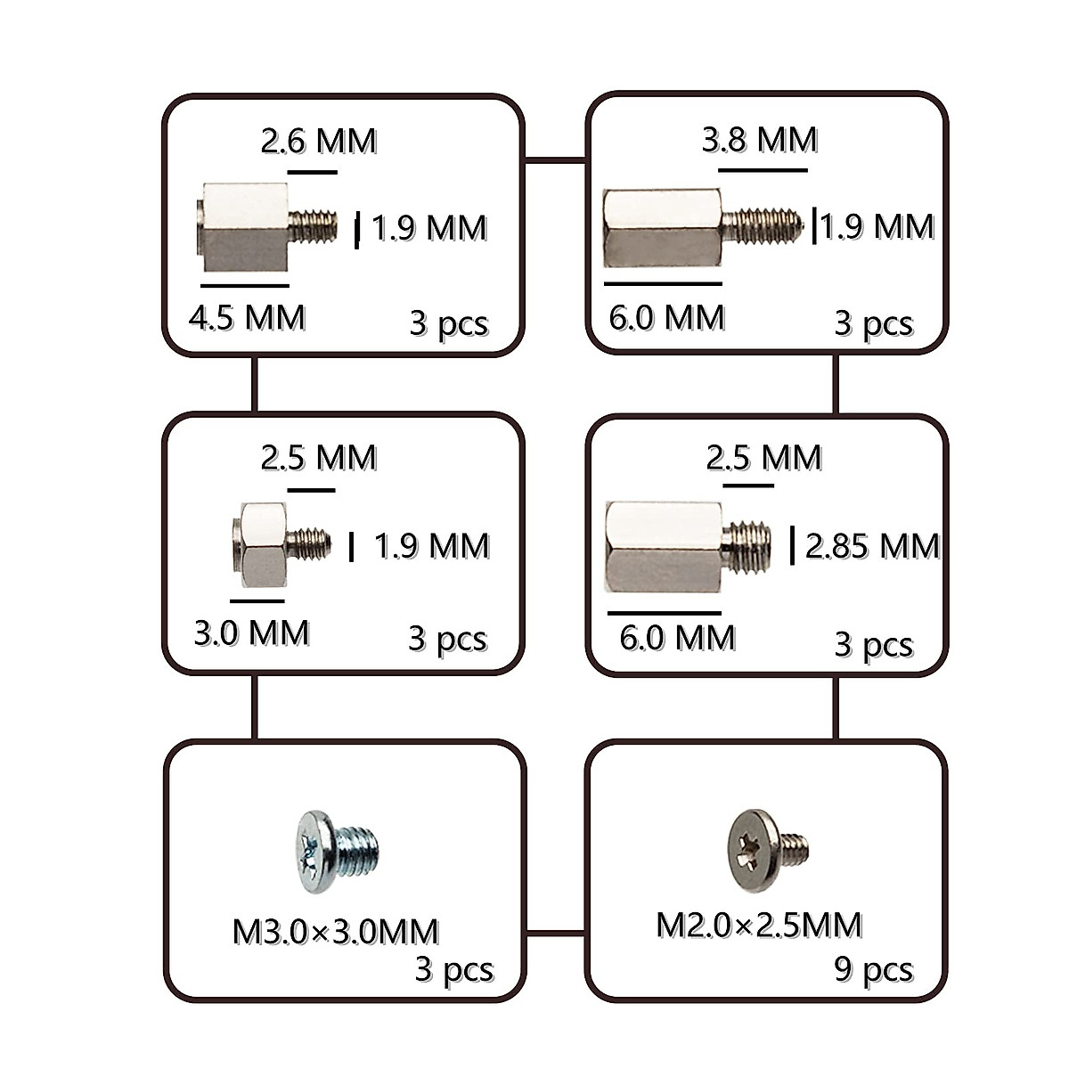 HXHLWN m.2 Screw kit M2 2280 SSD Screws kit pcie nvme mounting Laptop M.2 Screw for Asus Gigabyte ASRock Msi Motherboards, 25pcs