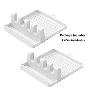 Chistepper 2 Packs Paint Brush Holder Paint Brush Stand Rest with 5 Slots Watercolor Oil Acrylic Painting