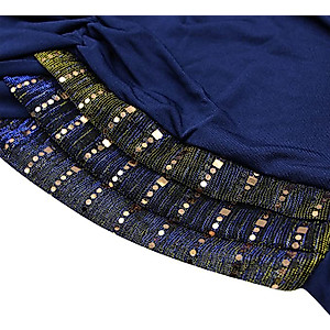 AIBEARTY Women Glitter Sequin Hijab Muslim Head Wrap Scarf Long Turban Headband Hair Cap Shawl (Navy)