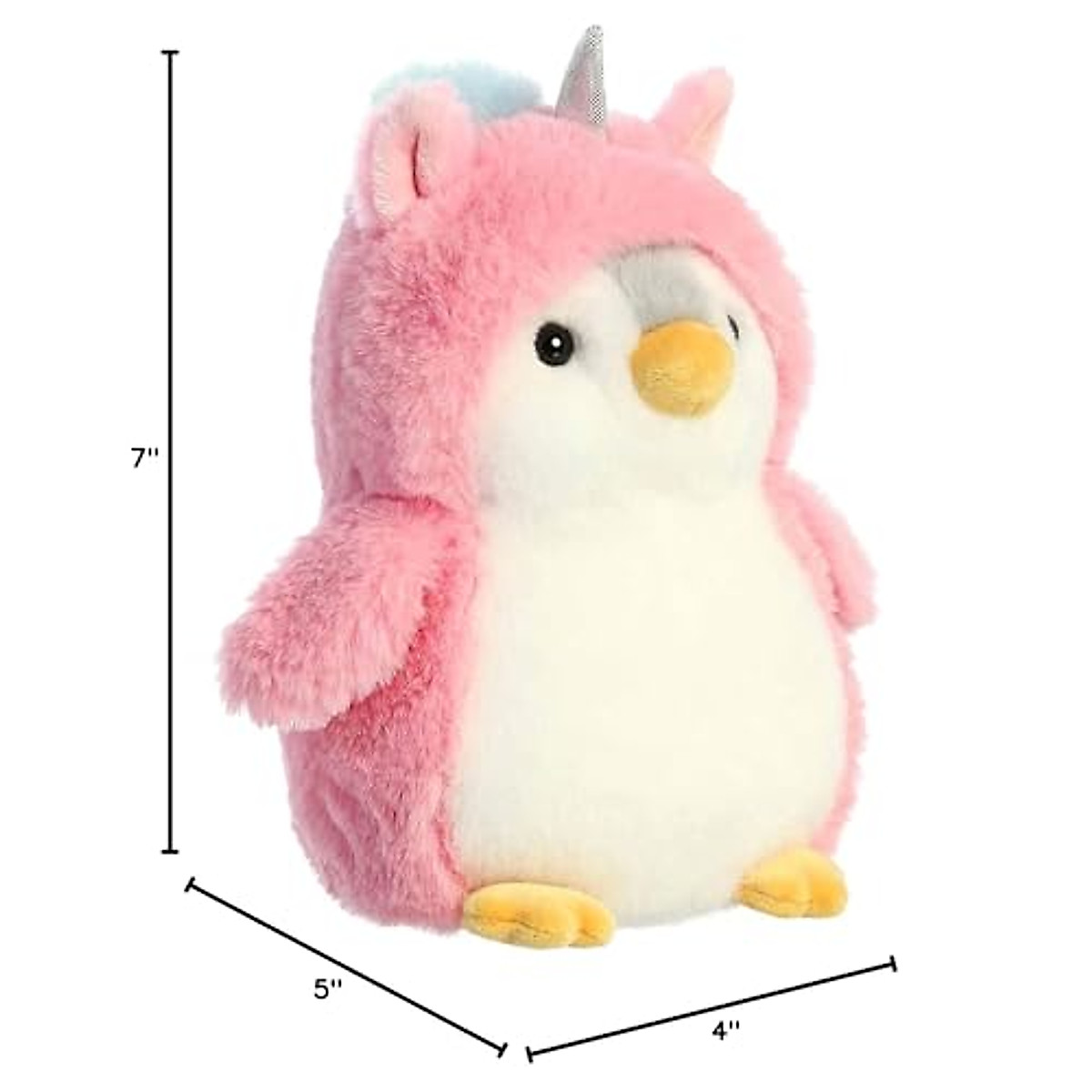Aurora® Playful Pompom Penguin™ Unicorn Stuffed Animal - Vibrant Companions - Endless Fun - Pink 7 Inches