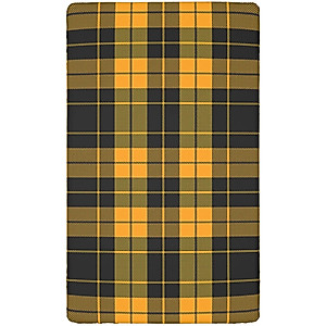 Plaid Themed Fitted Mini Crib Sheets,Portable Mini Crib Sheets Soft Toddler Mattress Sheet Fitted-Baby Crib Sheets for Girl or Boy,24“ x38“,Black and Orange