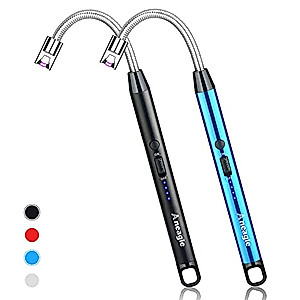 Aneagle Candle Lighter Rechargeable 2 Packs Electric Arc Lighter for Candles with Led Battery Display Screen and Long Flexible Neck USB are Applied to Light Candle Cooking Fireworks Flame