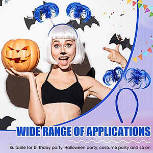 Hoteam 48 Pcs Ponytails Headband Tinsel Wrapped Party Head wear Pom Feathers Headbands for Mardi Gras party(Blue)