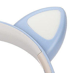 PUSOKEI Gaming Headset, Deep Bass Cat Ear Gaming Headphones Bluetooth 5.0, Retractable and Foldable Cat Headphones Noise Reduction Over Ear Headphones with Soft Earmuffs(Blue