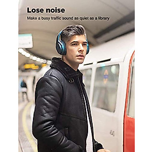 Active Noise Cancelling Headphones Bluetooth Headphones Wireless Headphones Over Ear Built-in Microphone Deep Bass, 30 Hours for Travel/Work/TV/Computer/Cellphone - Green